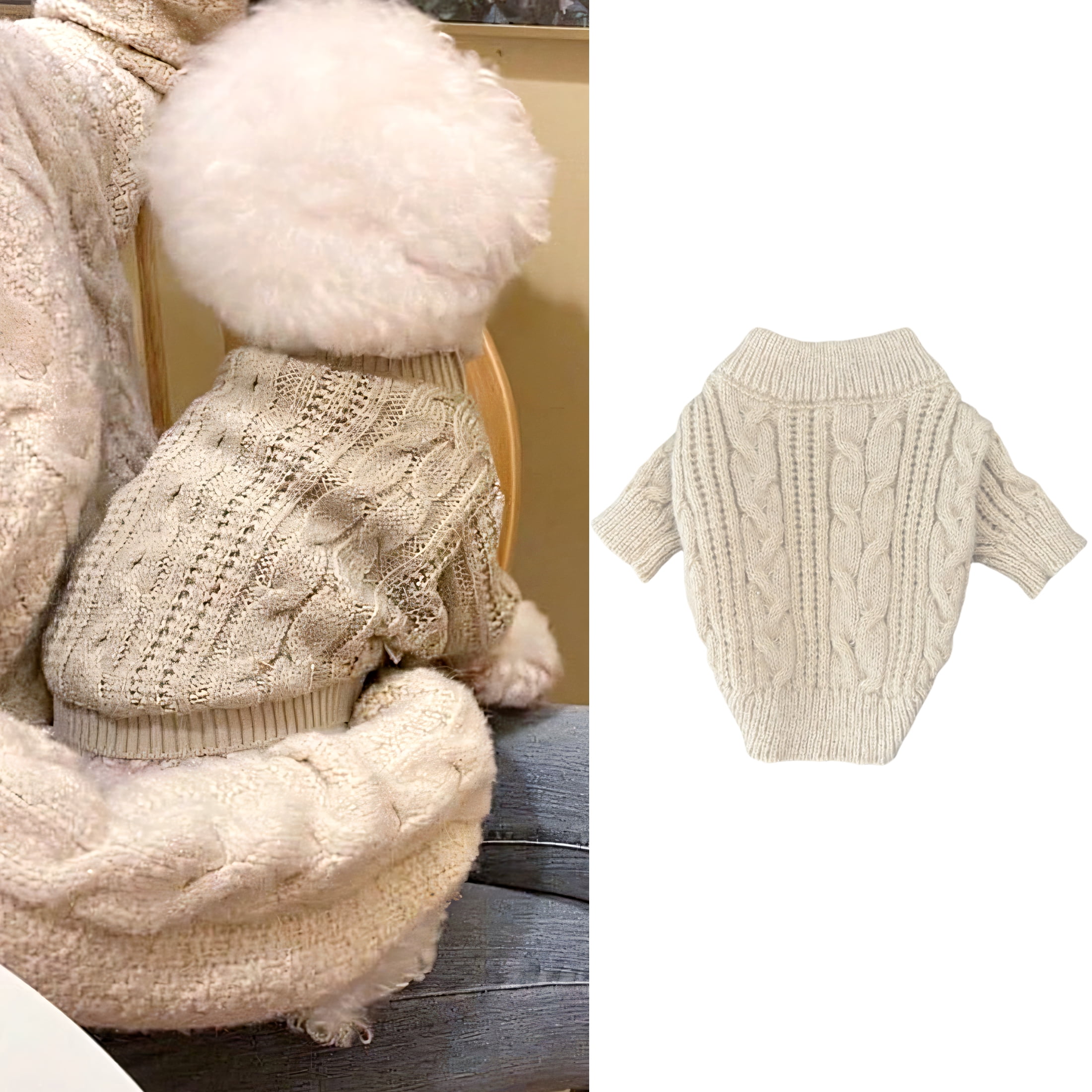 GASTROPOD Dog Sweater,Gray Cable Knit Boy Dog Clothes,Mild Warm Wear ...