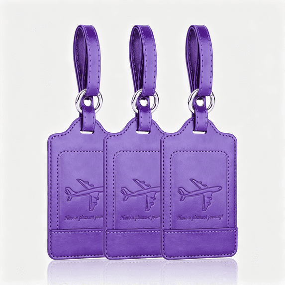 GASTROPOD Leather Luggage Tags for Suitcases,3 Pack,Purple|Quick-Attach ...