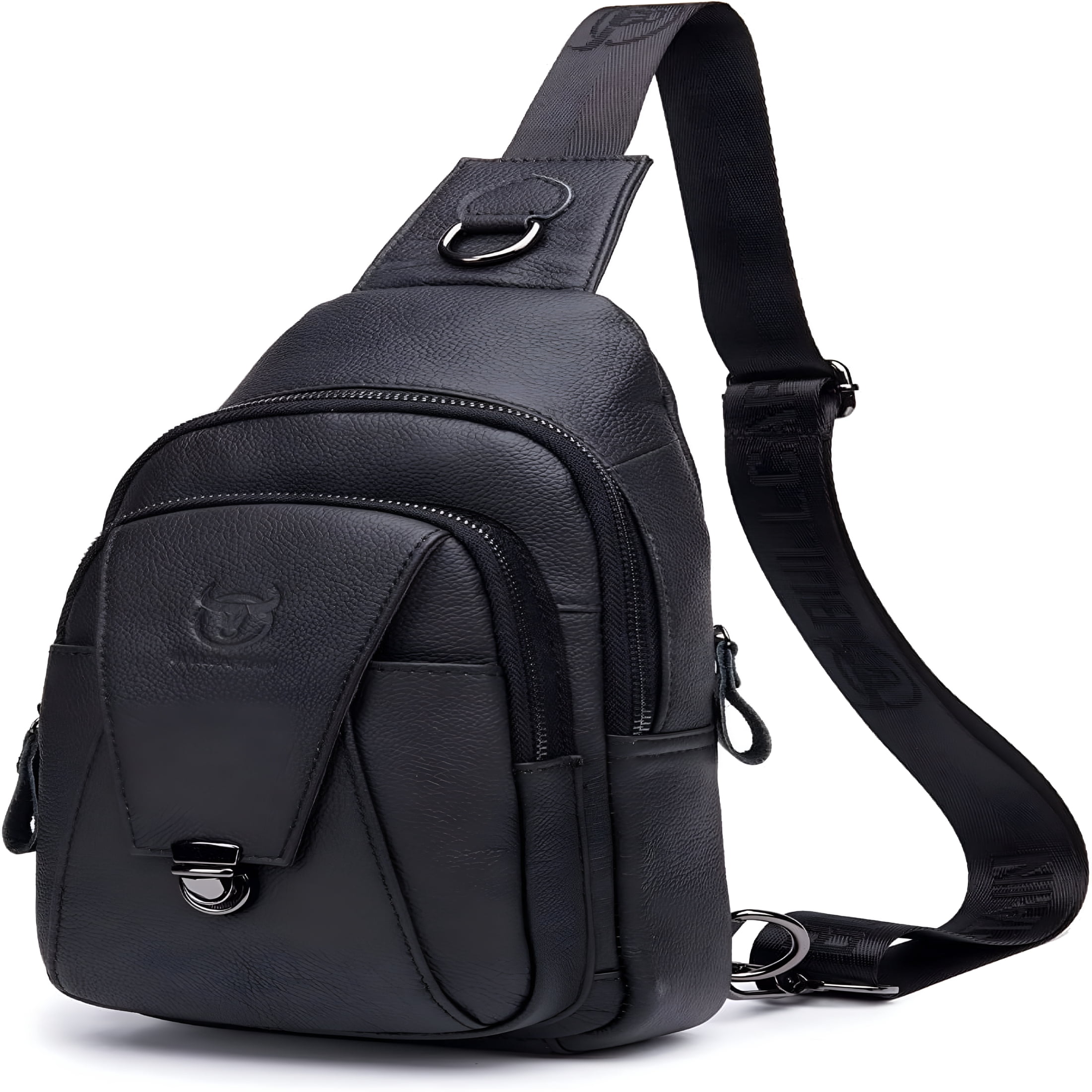 GASTROPOD Leather Sling Bag for Men Multi-pocket Crossbody Chest Bag ...