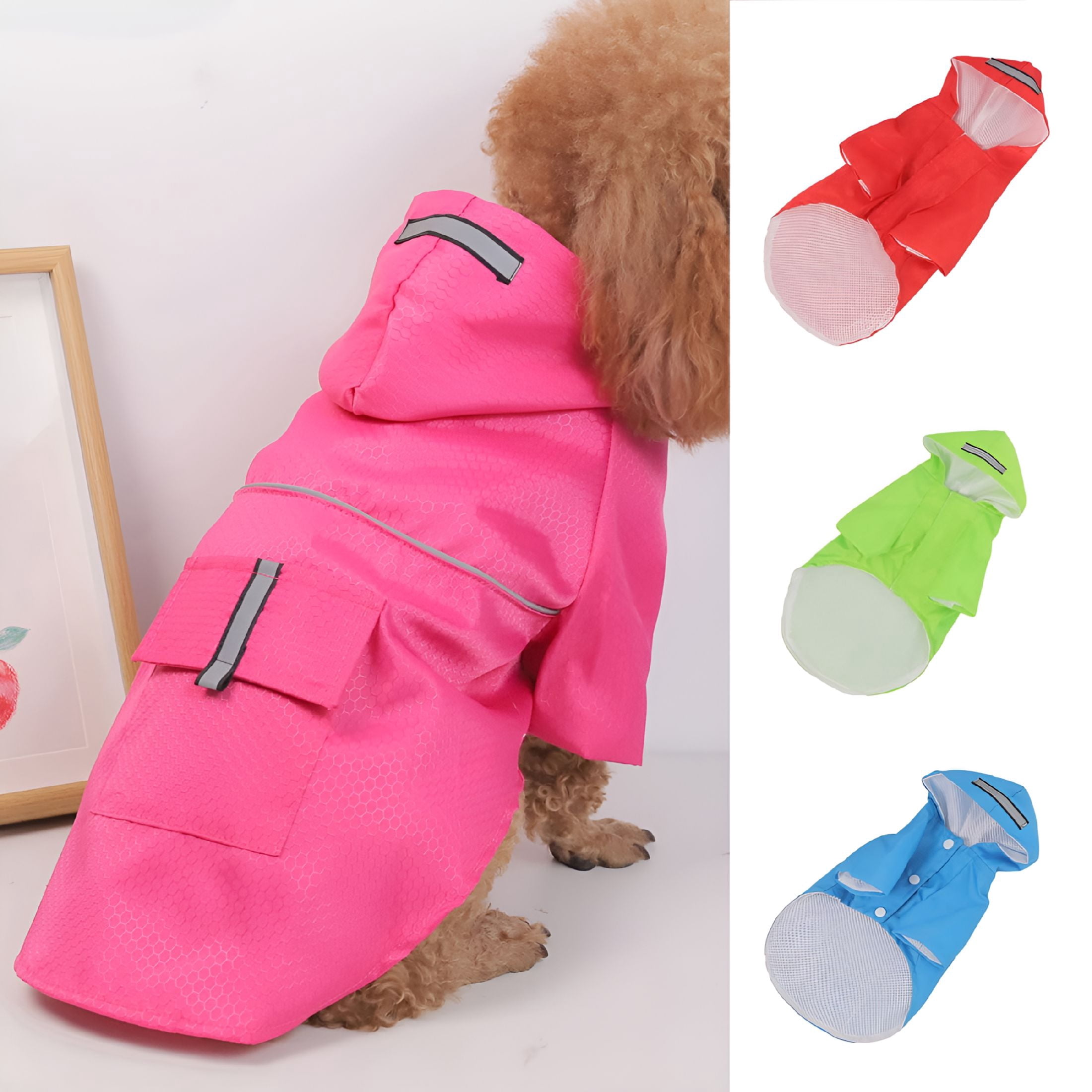 GASTROPOD Waterproof Reflective Dog Raincoat- Adjustable Pet Jacket ...