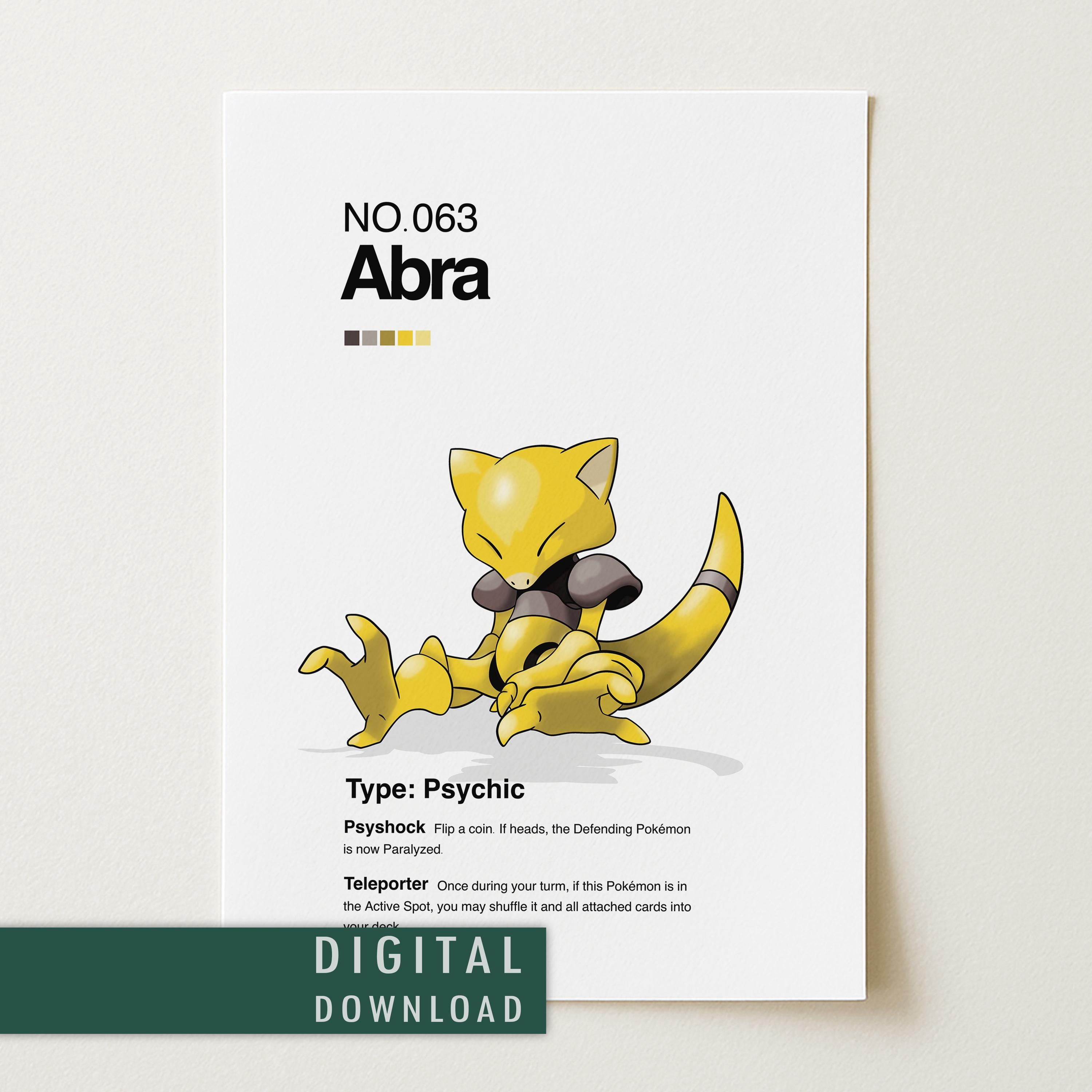 GATEGOO Poster Abra Pokemon Poster | Minimalist Japanese Anime Wall Art ...