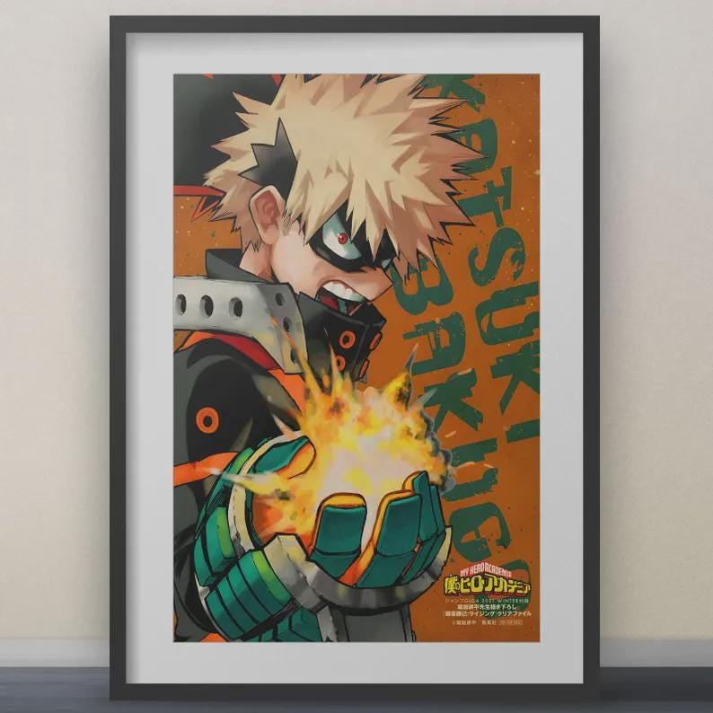 GATEGOO Poster Bakugo Katsuki Anime Poster | My Hero Academia Wall Art ...