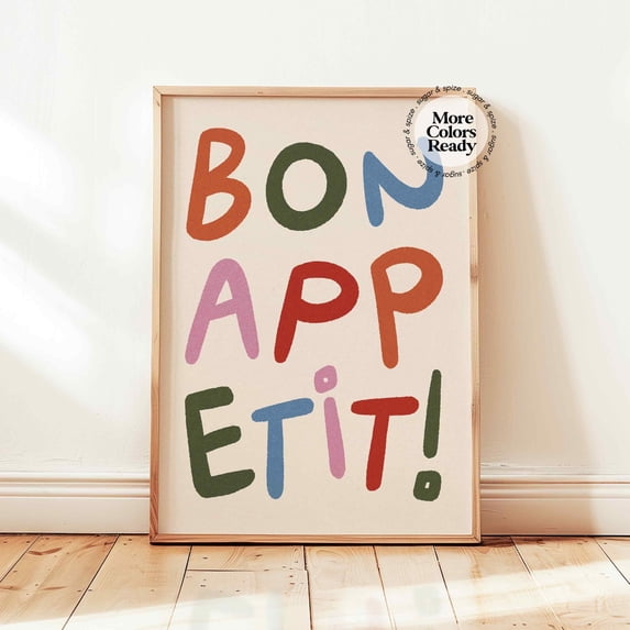 GATEGOO Poster Bon Appetit Print, Colorful French Kitchen Poster ...