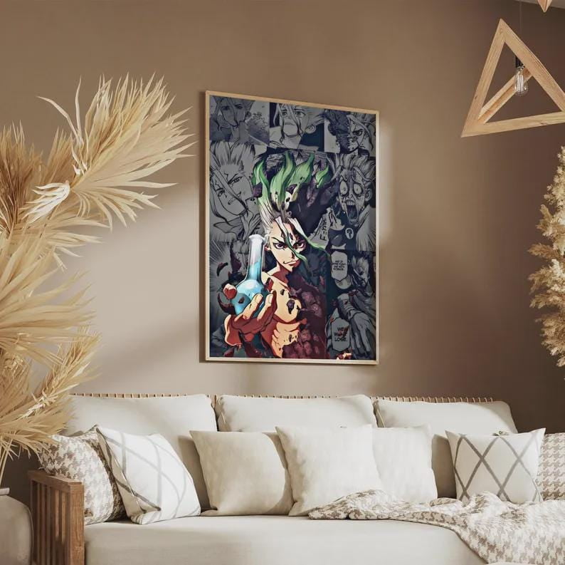 GATEGOO Poster Dr. Stone Anime Poster | Senku Ishigami Art 8X12 ...
