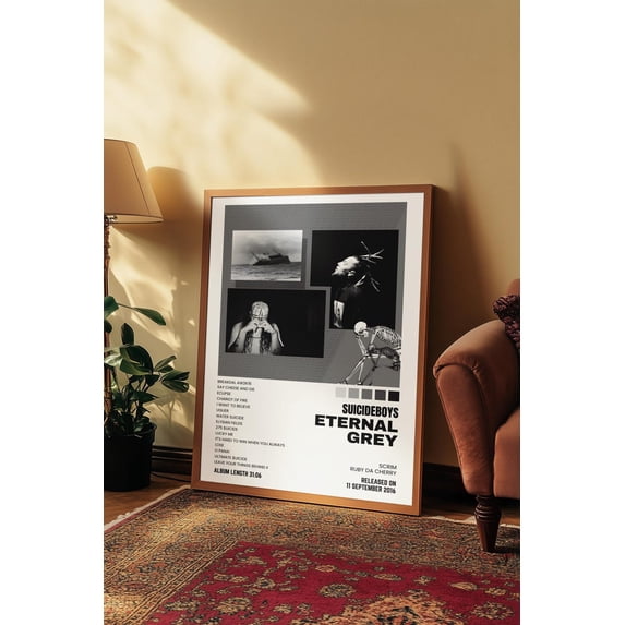 GATEGOO Poster Eternal Grey Album Cover Print | Emo Hip Hop Music Wall ...