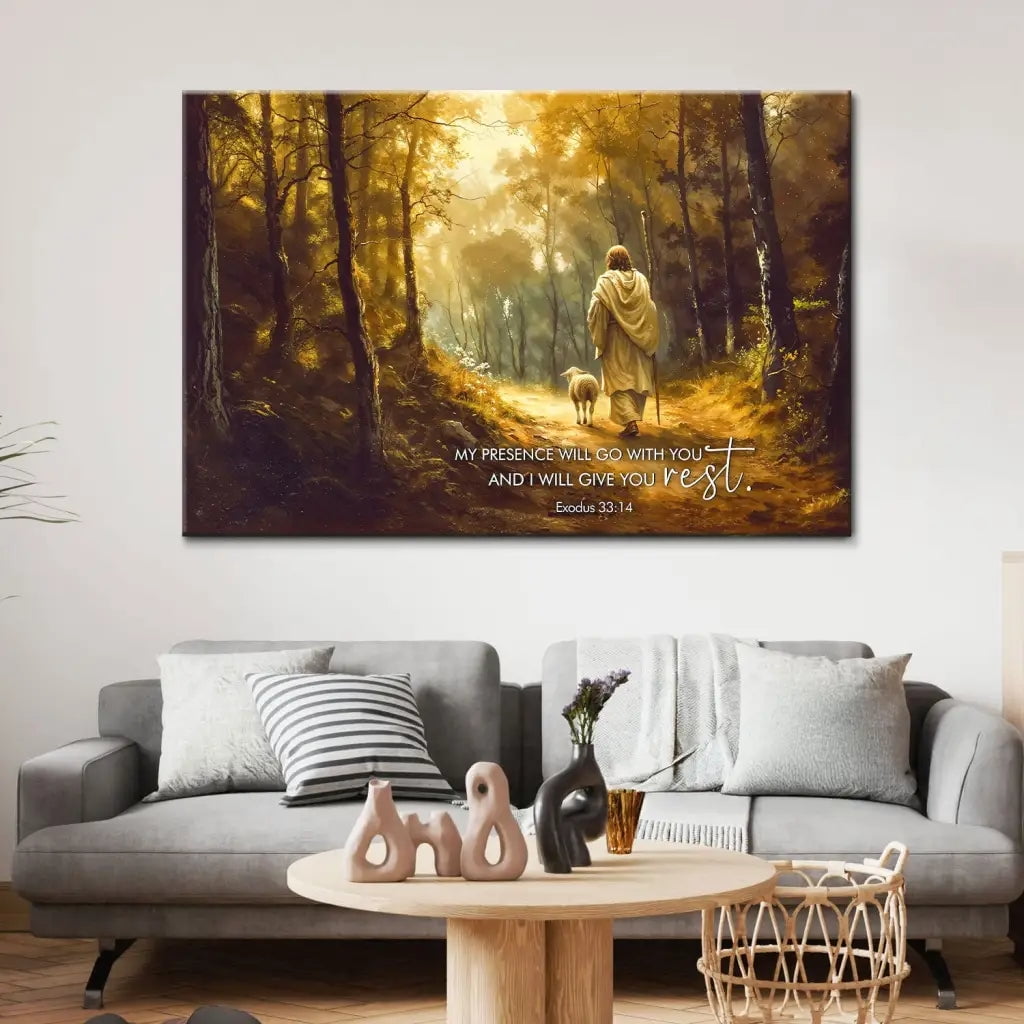 GATEGOO Poster Exodus 33:14 My Presence Will Go With You Wall Art 24X36 ...