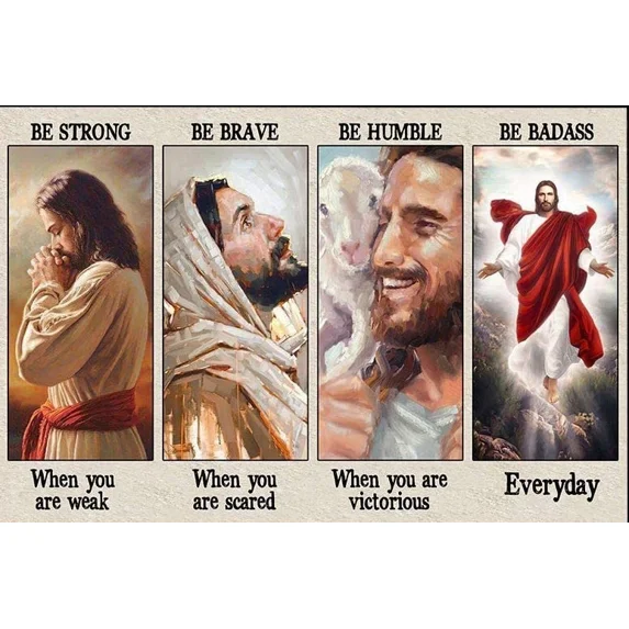 GATEGOO Poster God Christian Be Strong Be Humble Be Brave Be Badass ...