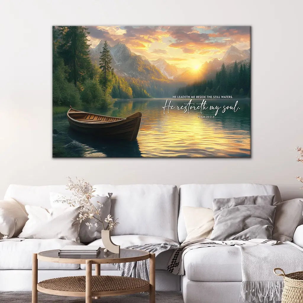 GATEGOO Poster He Leadeth Me Beside The Still Waters Psalm 23:2-3 Bible ...