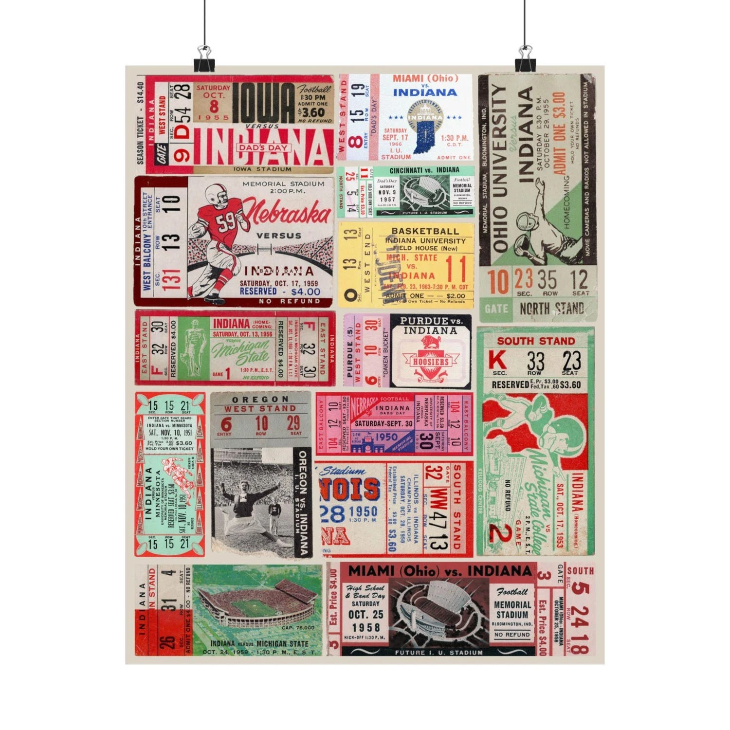 GATEGOO Poster Indiana Hoosiers Poster – Vintage 12X18, UNFRAMED ...