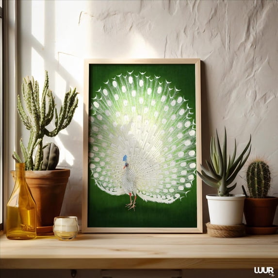GATEGOO Poster Japanese Peacock Print: Green Animal Wall Art ...