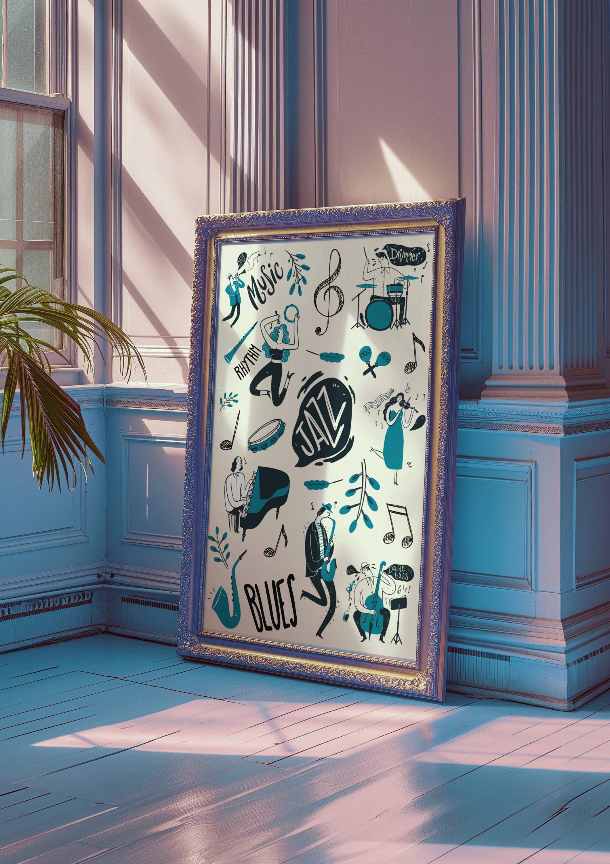 GATEGOO Poster Jazz Music Poster, Music Room Decor, Music Studio Retro ...