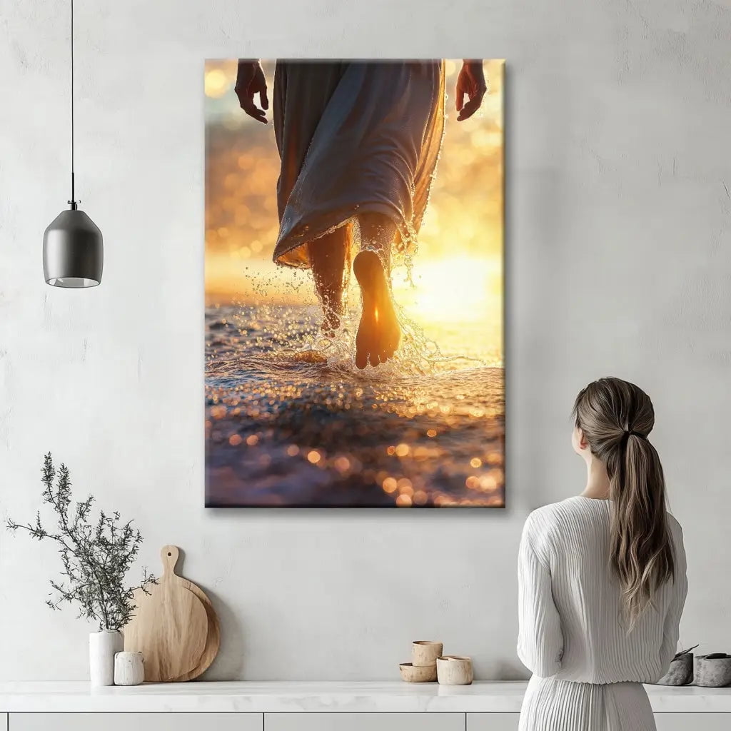 GATEGOO Poster Jesus Christ Walking On Water Christian Wall Art 8X12 ...