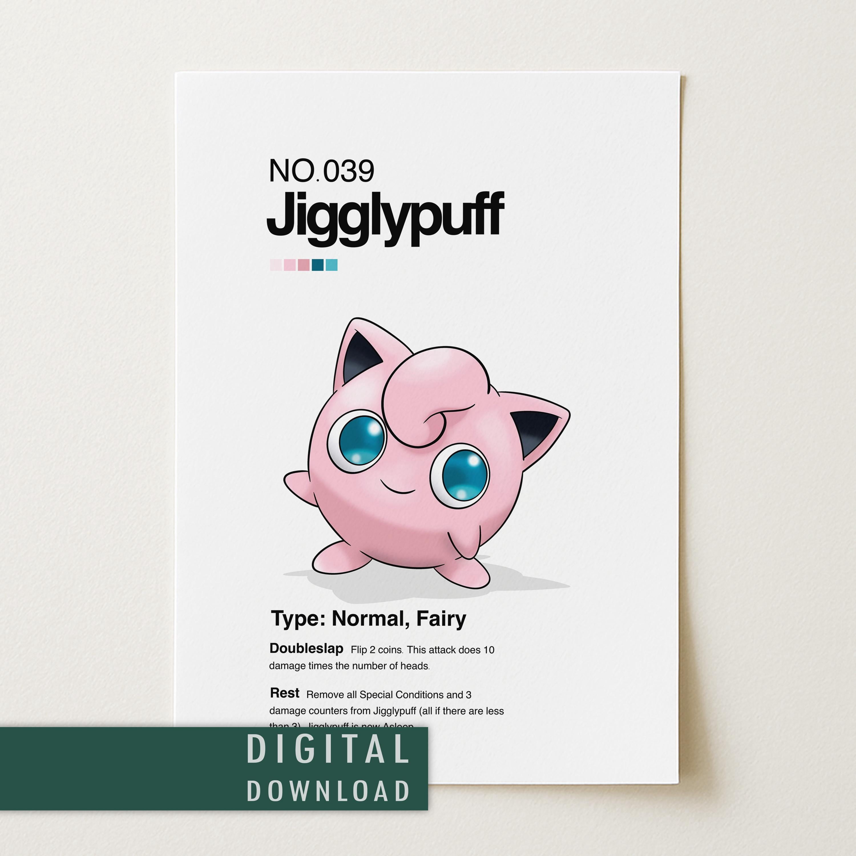GATEGOO Poster Jigglypuff Pokemon Poster | Minimalist Japanese Anime ...