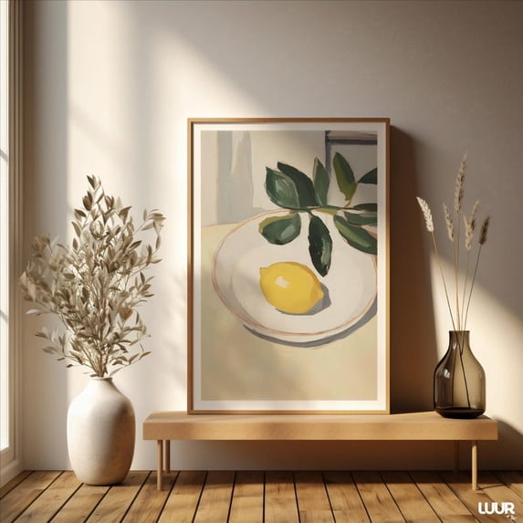 GATEGOO Poster Lemon Kitchen Wall Art: Art Deco Botanical Print 8X12 ...