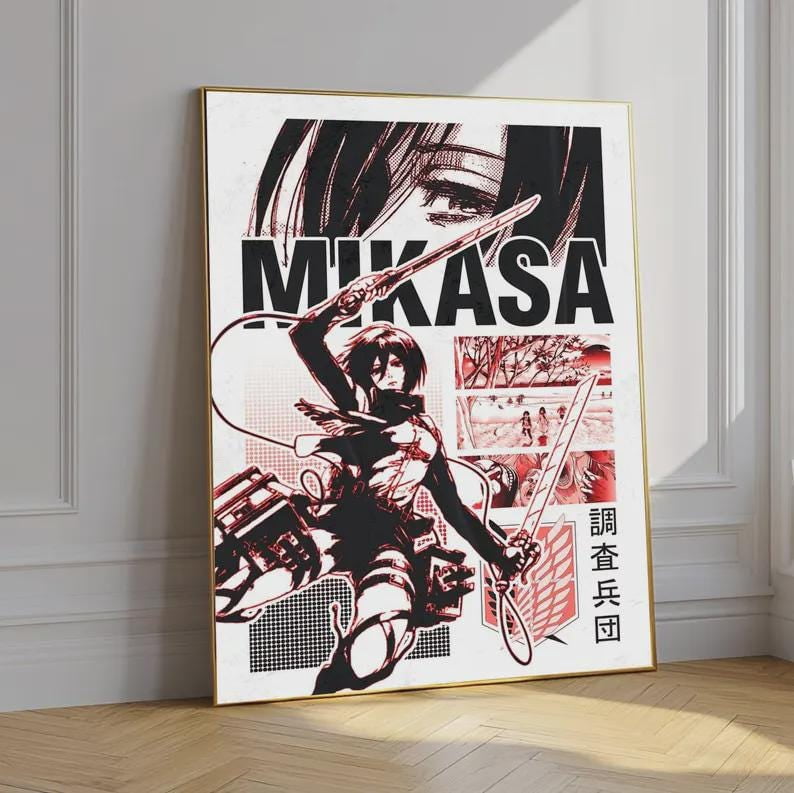 GATEGOO Poster Mikasa Ackerman Poster | Attack On Titan Anime Wall Art ...