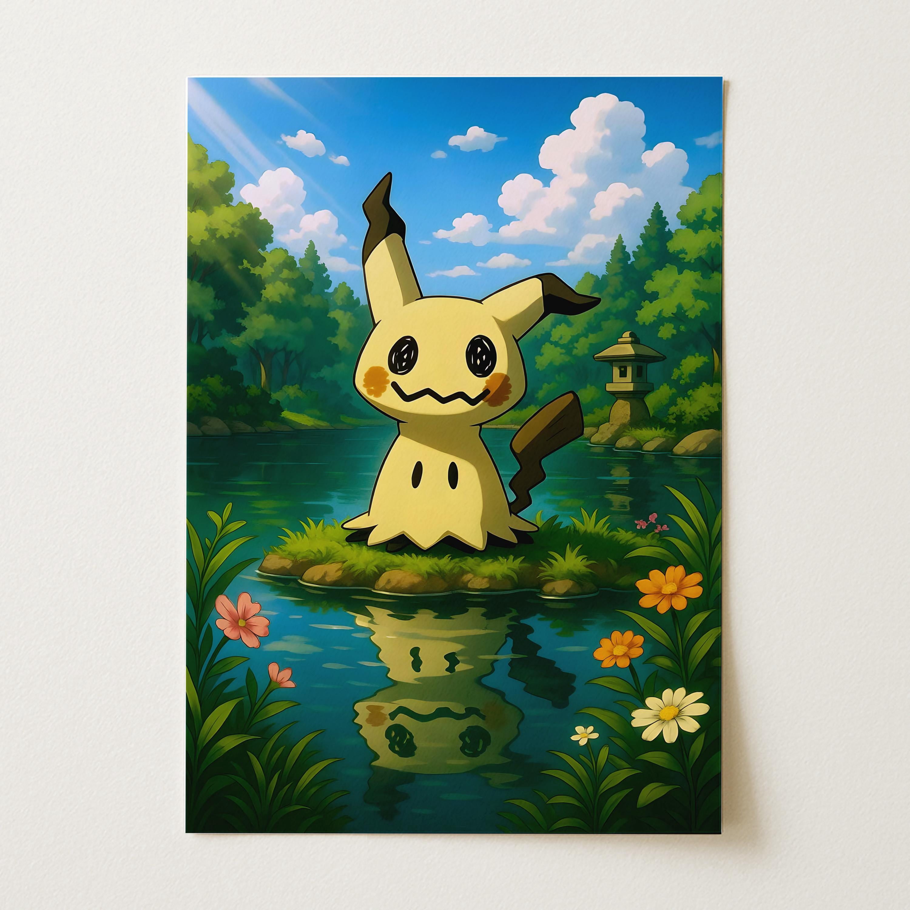 GATEGOO Poster Mimikyu Pokémon Poster | Japanese Anime Wall Art ...