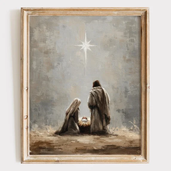 GATEGOO Poster Nativity Manger Canvas Art | Christian Christmas Star ...
