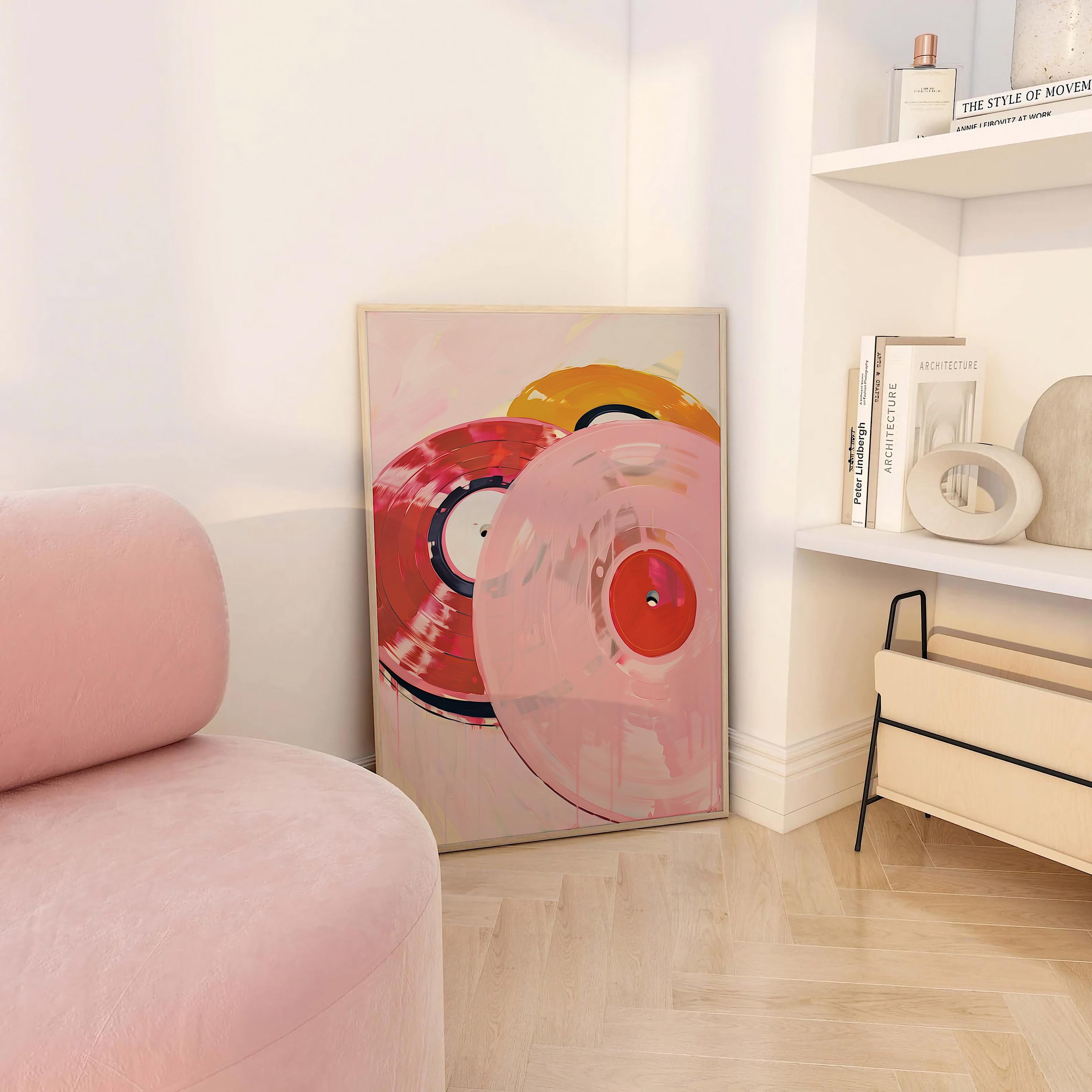 GATEGOO Poster Pink, Orange, Red Vinyl Record Wall Art | Retro Decor | Vinyl Record Print ...