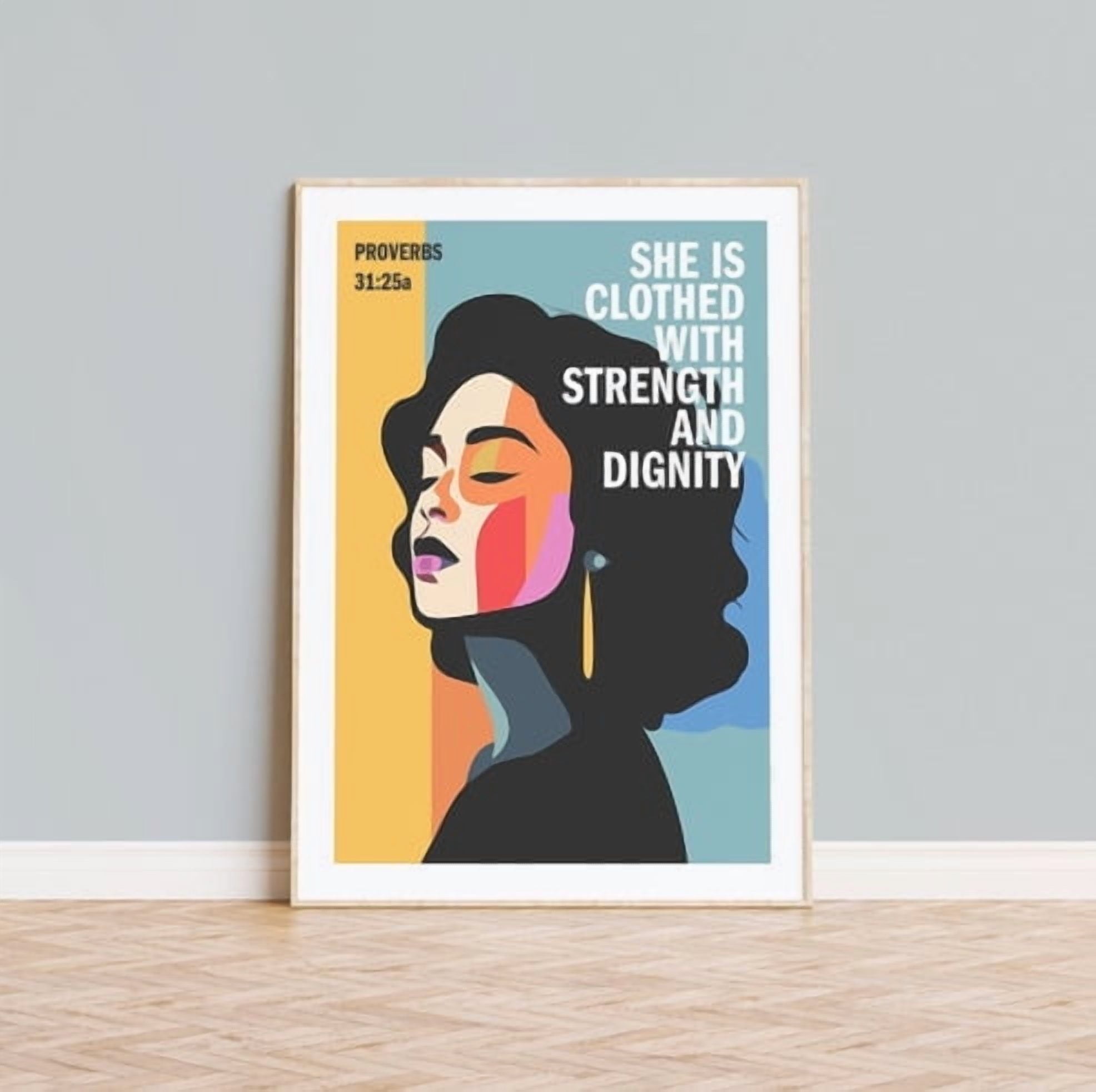 GATEGOO Poster Proverbs 31 Poster. She Is Clothed With Strength And ...