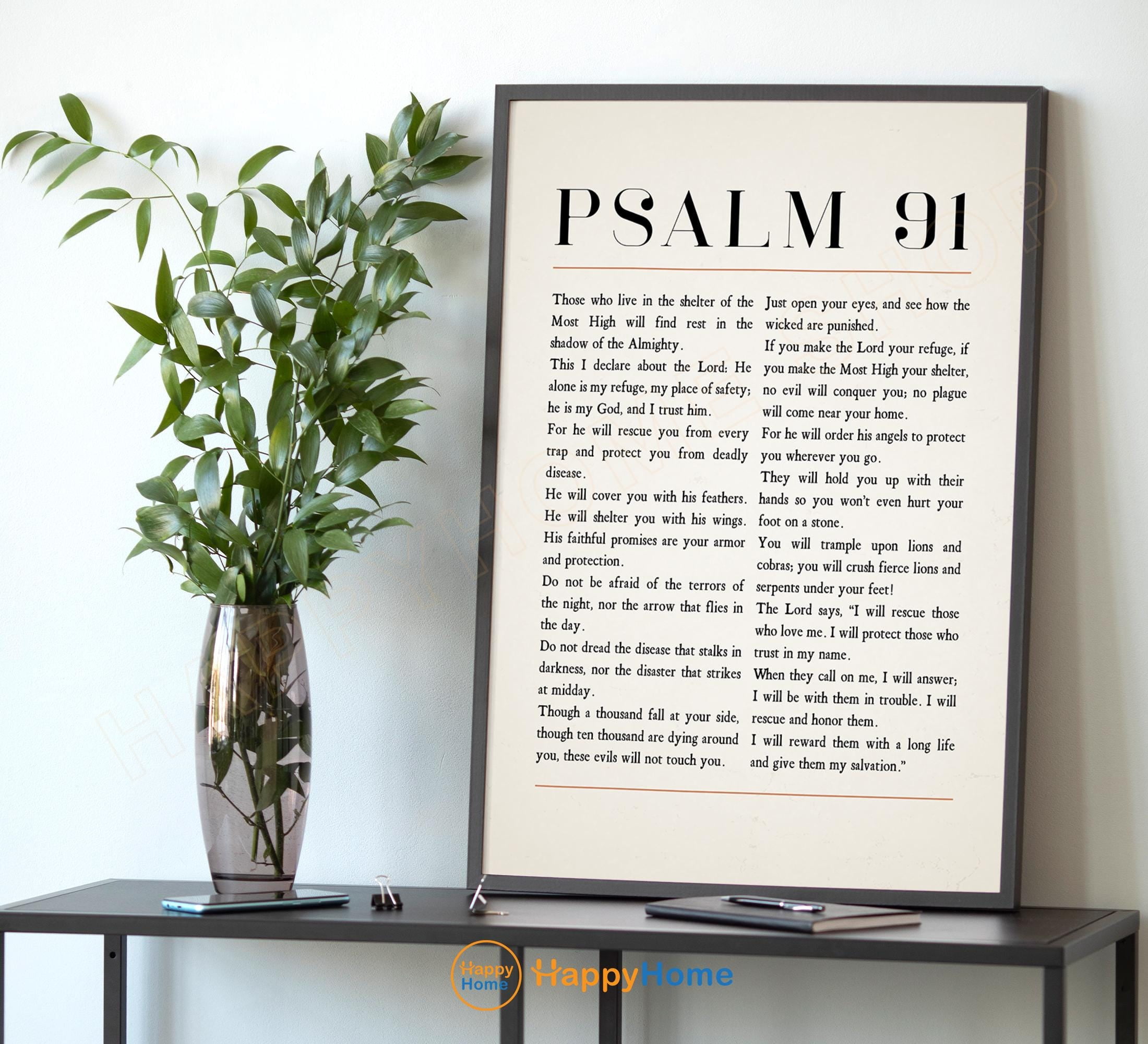 GATEGOO Poster Psalm 91 Nlt Bible Verse Wall Art He Who Dwells In The ...