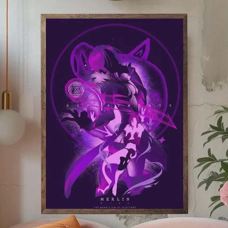 GATEGOO Poster Seven Deadly Sins Anime Poster Set, Escanor King Merlin ...