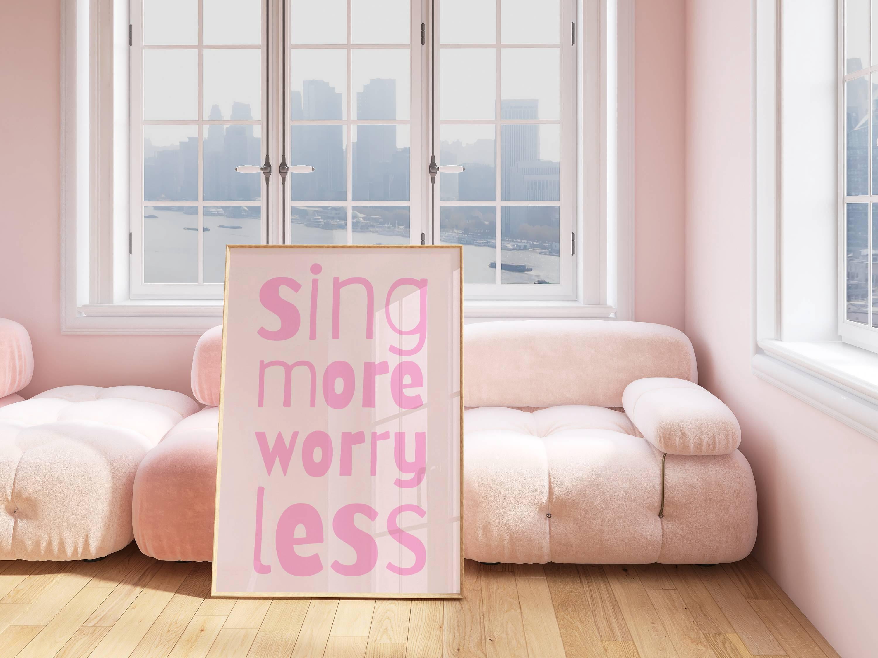 GATEGOO Poster Sing More Worry Less Wall Art Poster, Choir Music ...