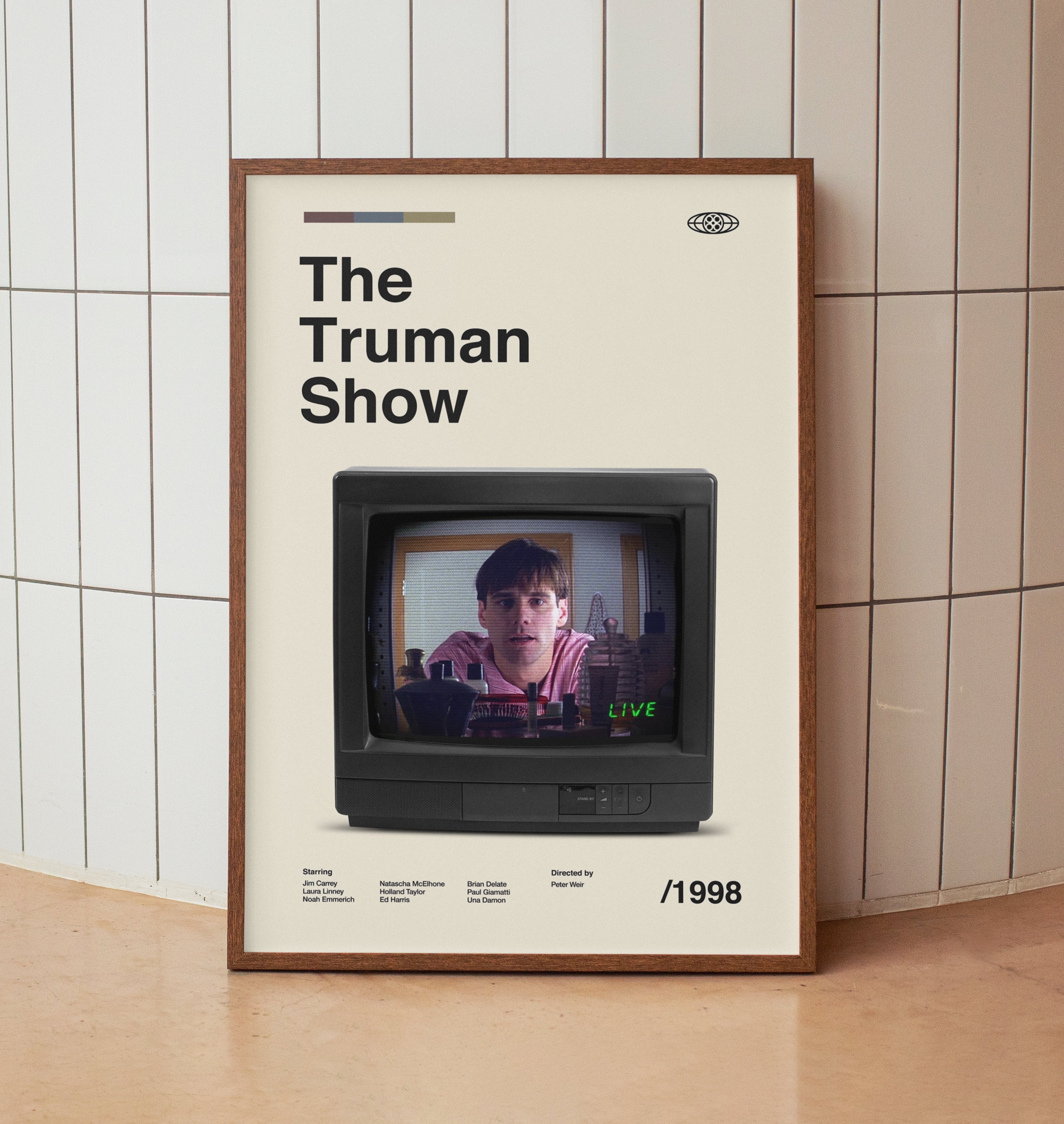 GATEGOO Poster The Truman Show Wall Art Print - Jim Carrey - Midcentury ...