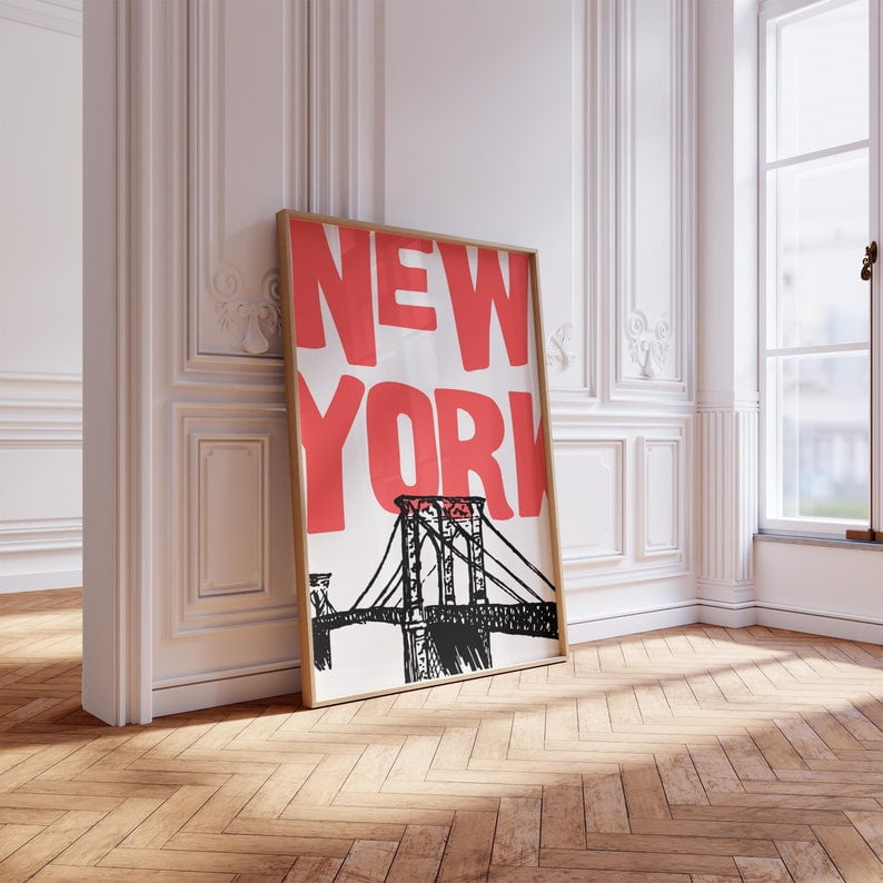 GATEGOO Poster Vintage New York City Poster: Retro Nyc Wall Art 16X24 ...