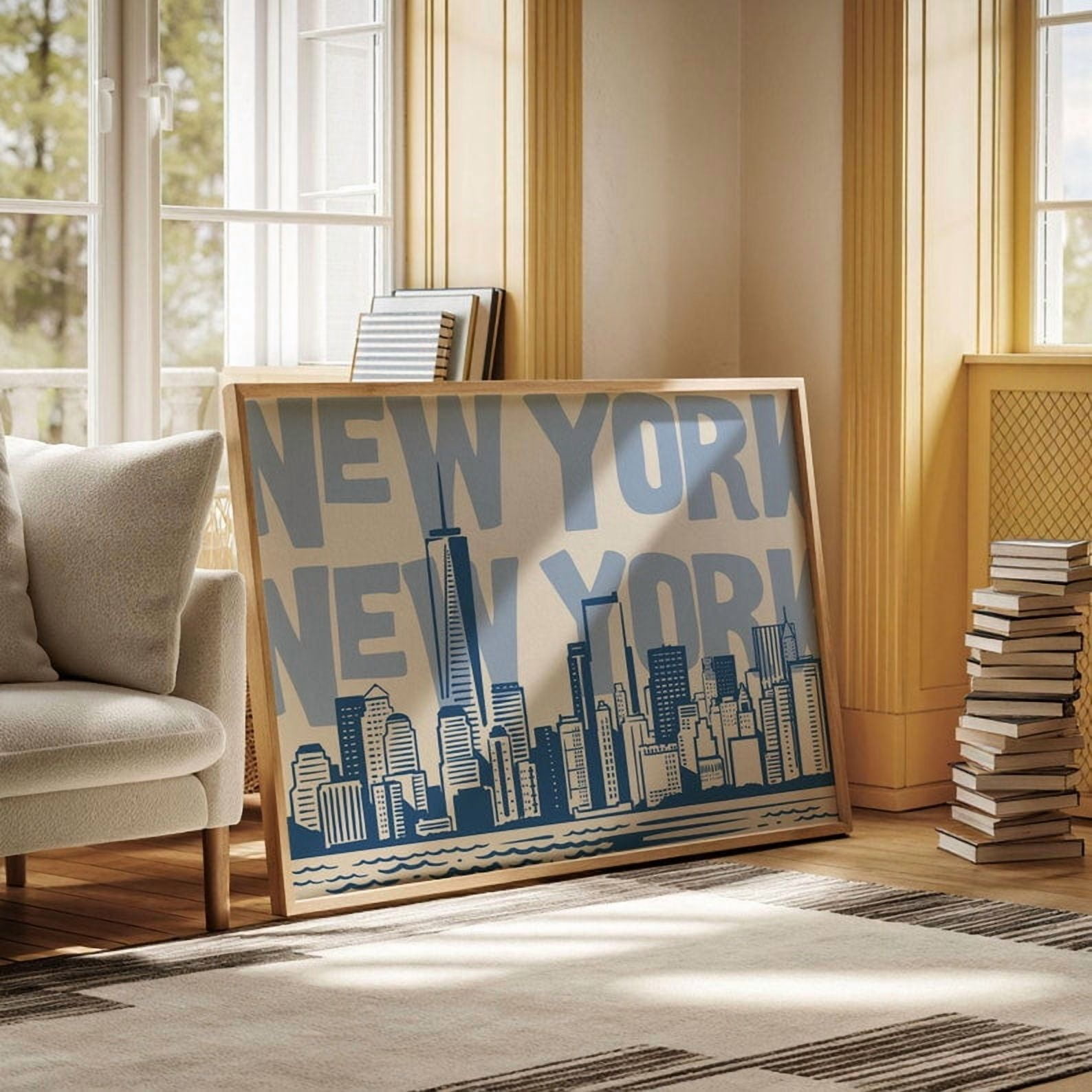 GATEGOO Poster Vintage New York Cityscape Art Print: Retro Nyc Poster ...