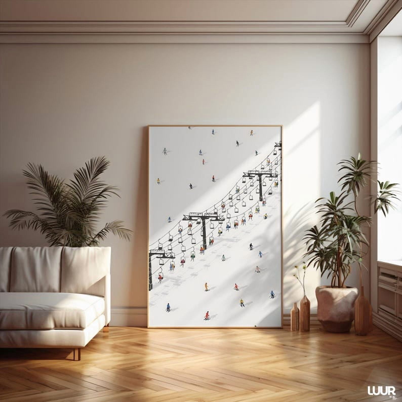 GATEGOO Poster Winter Wall Art, Crowd Skiing Printable Poster, Trendy ...