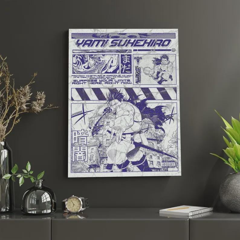 GATEGOO Poster Yami Sukehiro Black Clover Poster | Anime Sword Art ...