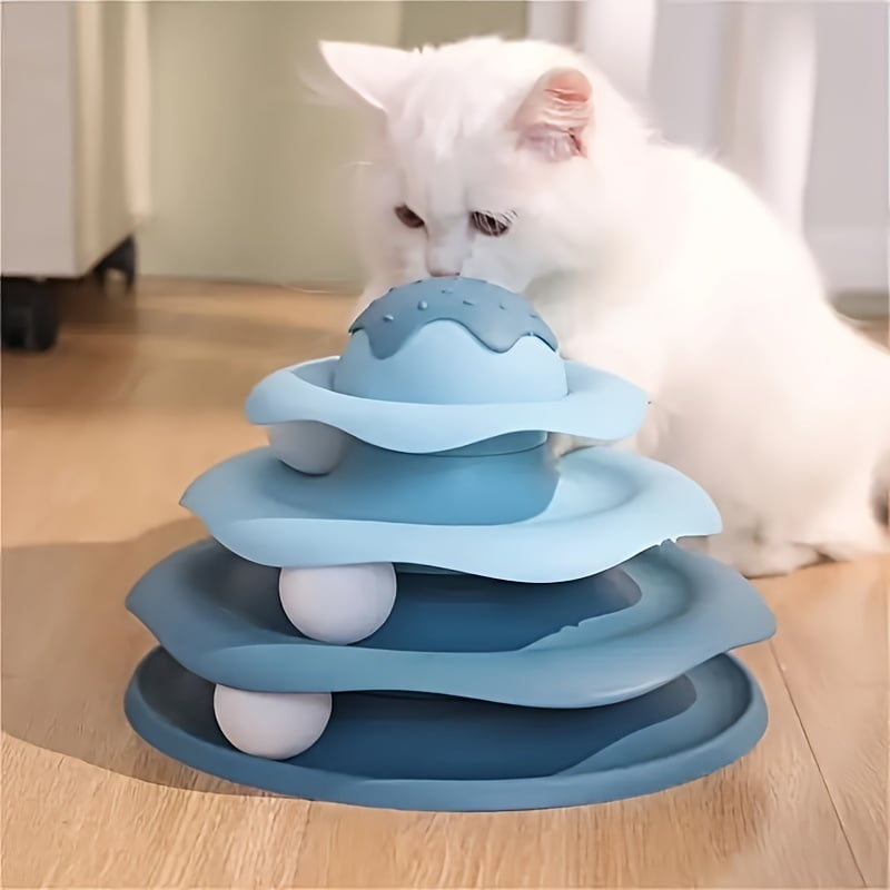 GATROPOD 3-Layer Interactive Cat Toy Tower with Turntable&Roller Balls ...