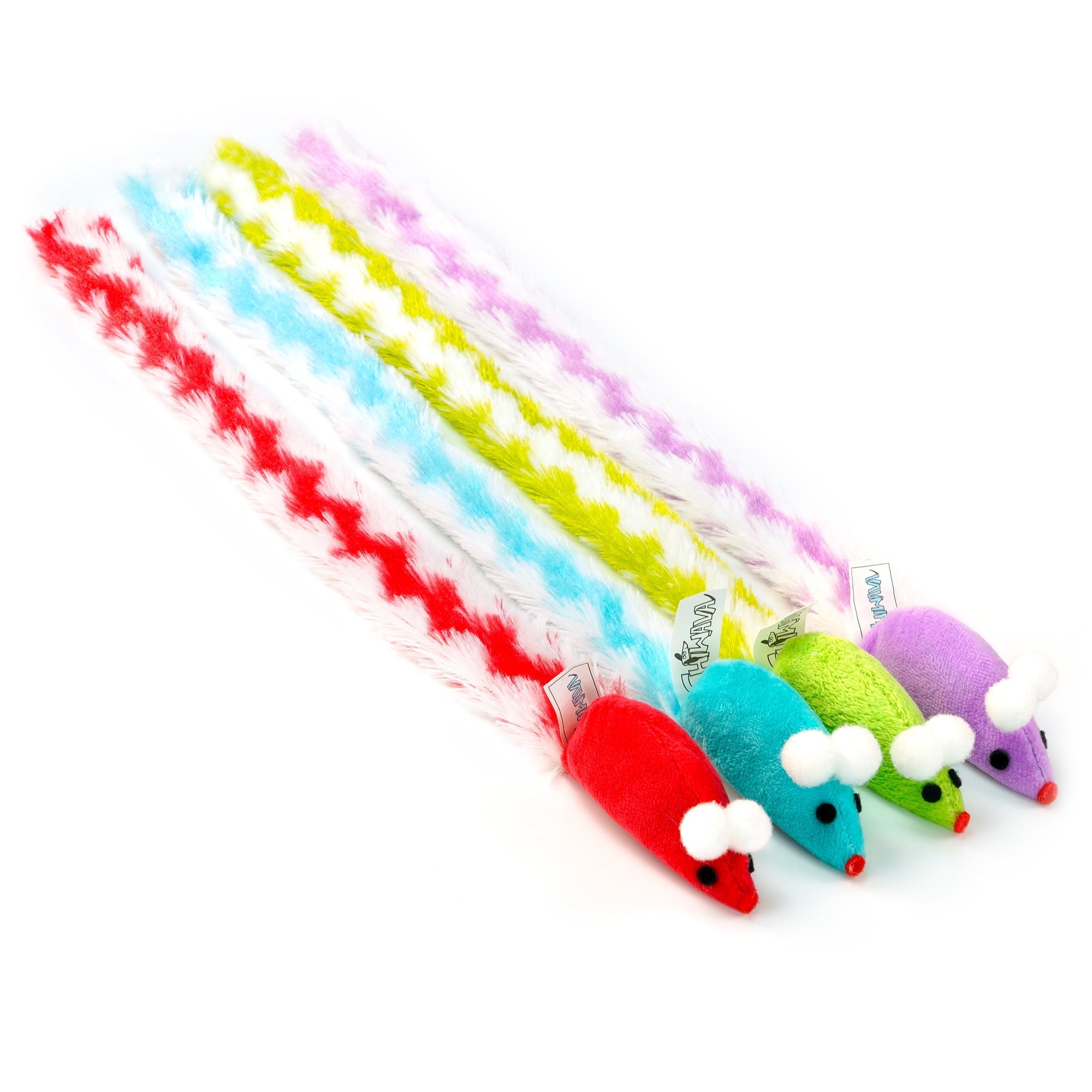 GATROPOD 4 Packs 5" Long oft Plush Cat Toys Mice with Rattle Rustle ...