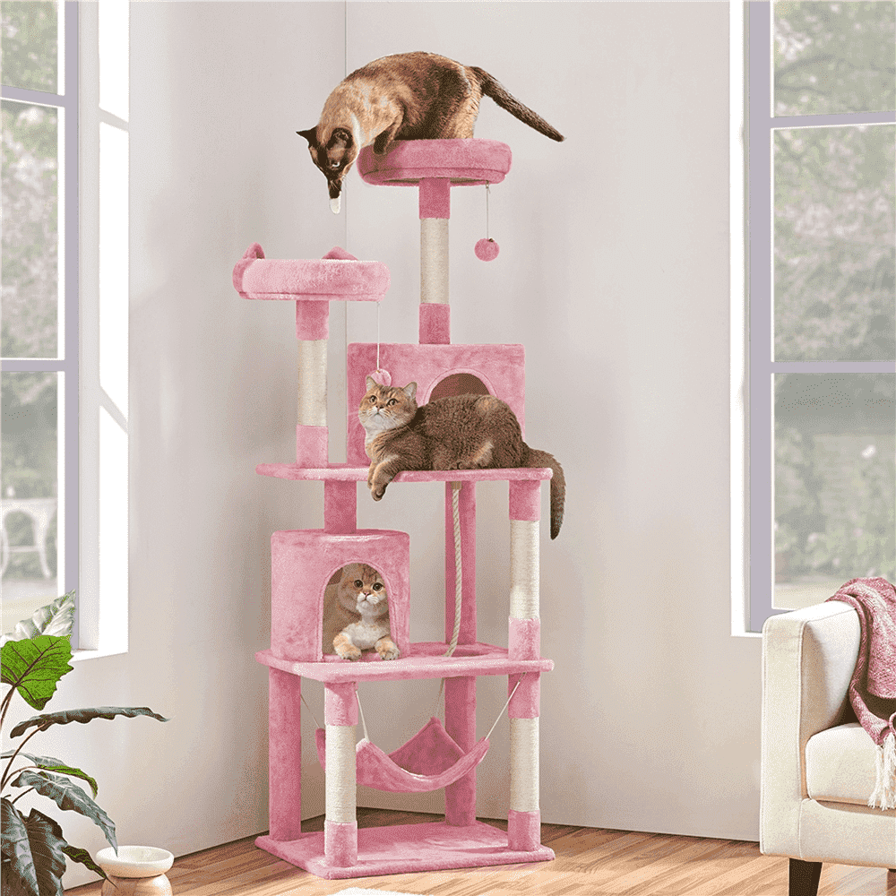 GATROPOD 7.5" H Multi Level Cat Tree with 2 Condos & 2 Foam-Padded ...