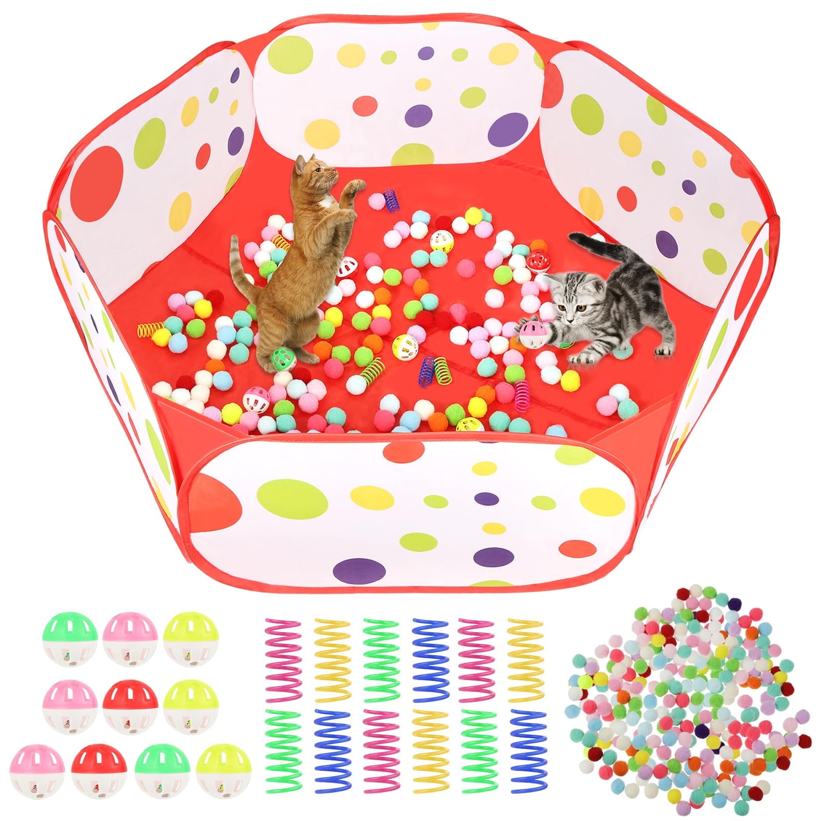 GATROPOD Cat Ball Pit Include 2 Pom Pom Balls Jingle Balls And 2 Pcs ...