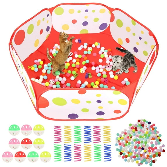 GATROPOD Cat Ball Pit Include 2 Pom Pom Balls Jingle Balls And 2 Pcs ...