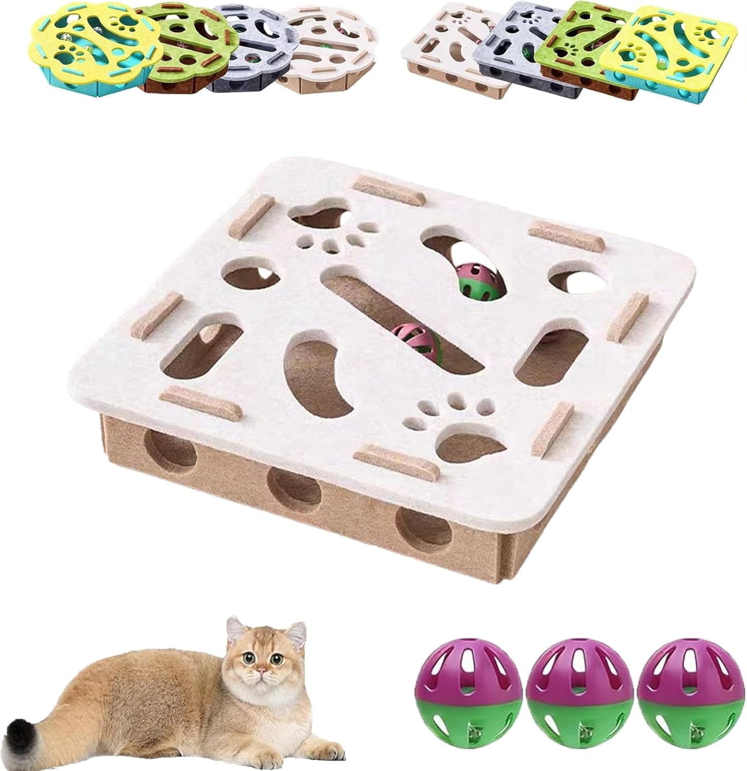 GATROPOD Cat Nail File Enrichment Box, Indoor Cats Felt Maze Box ...