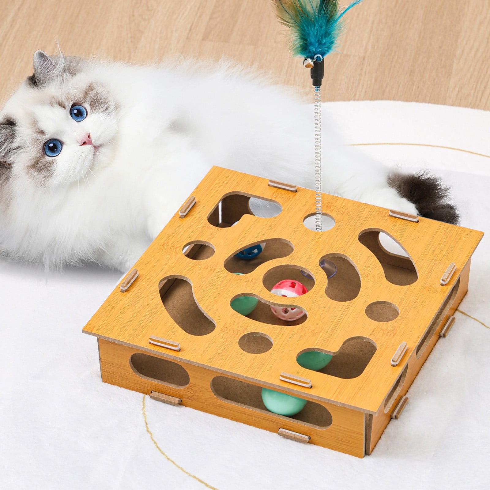 GATROPOD Cat Puzzle Toy Box With Balls And Teaser Wand Interactive ...