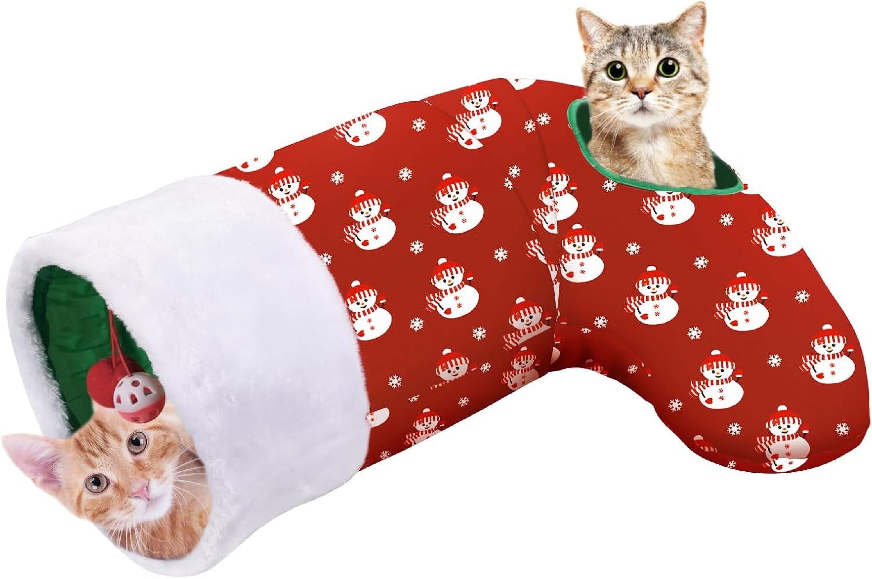 GATROPOD Cat Tunnel Christmas ock with Bell Balls,Upgraded 2 Way Cat ...