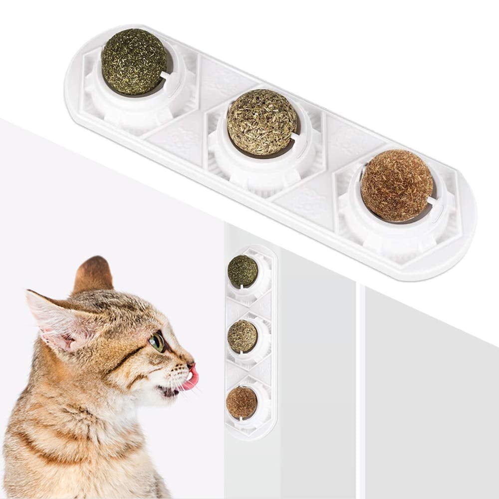 GATROPOD Catnip Wall Ball Toys - Rotatable Cat nack Edible Balls With ...