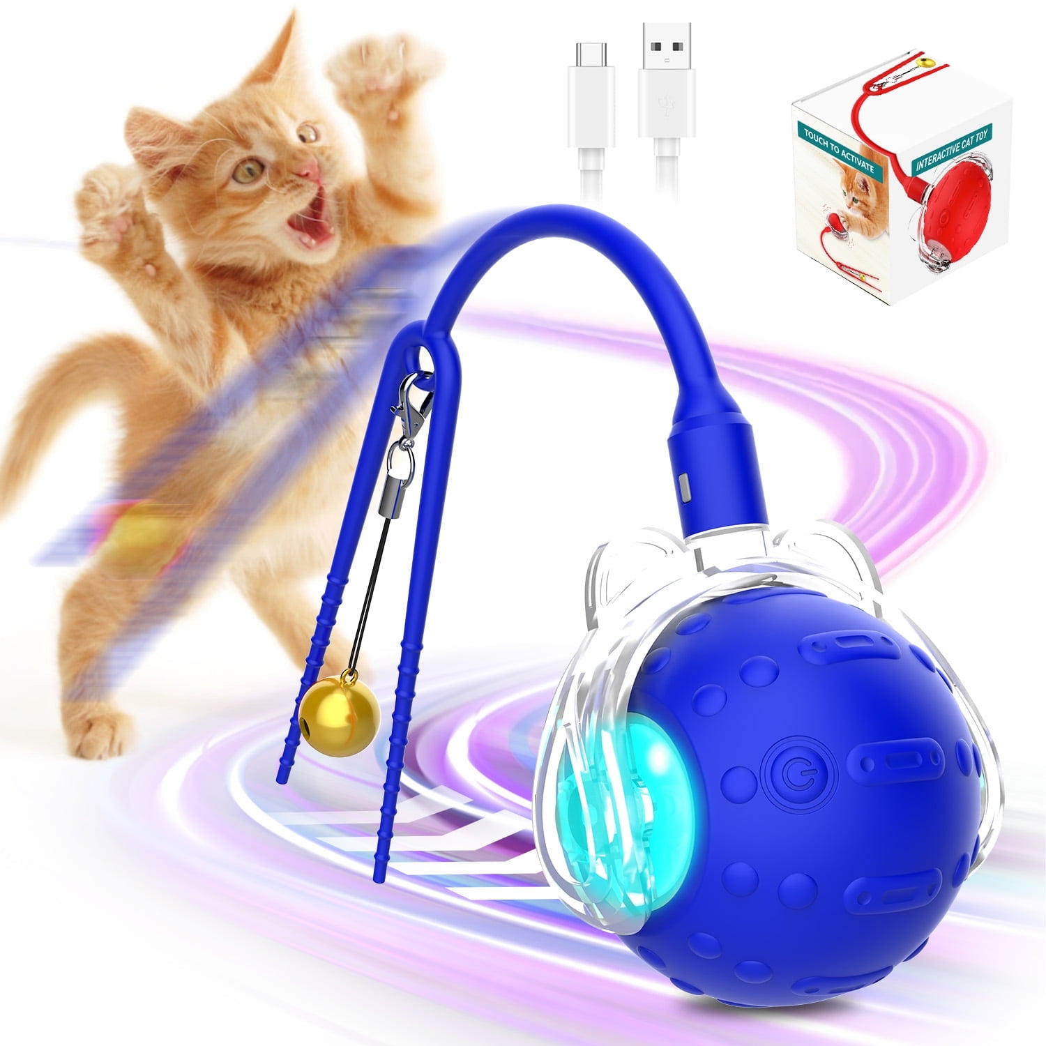 GATROPOD Interactive Cat Toys Ball,3 Modes Agile Moving Pet Ball with ...