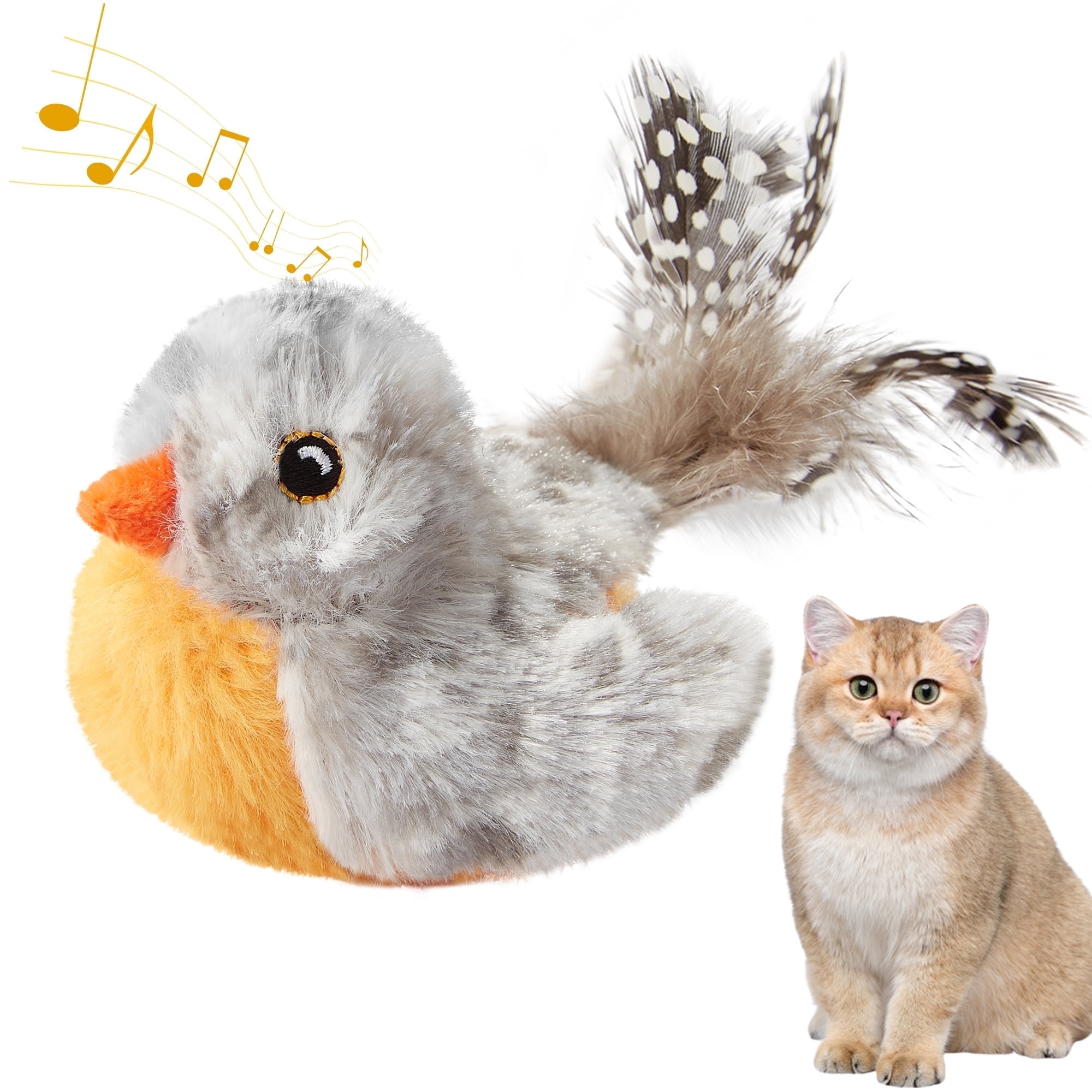 GATROPOD Interactive Cat Toys Grey Bird haped Toy ound Automatic Melody ...