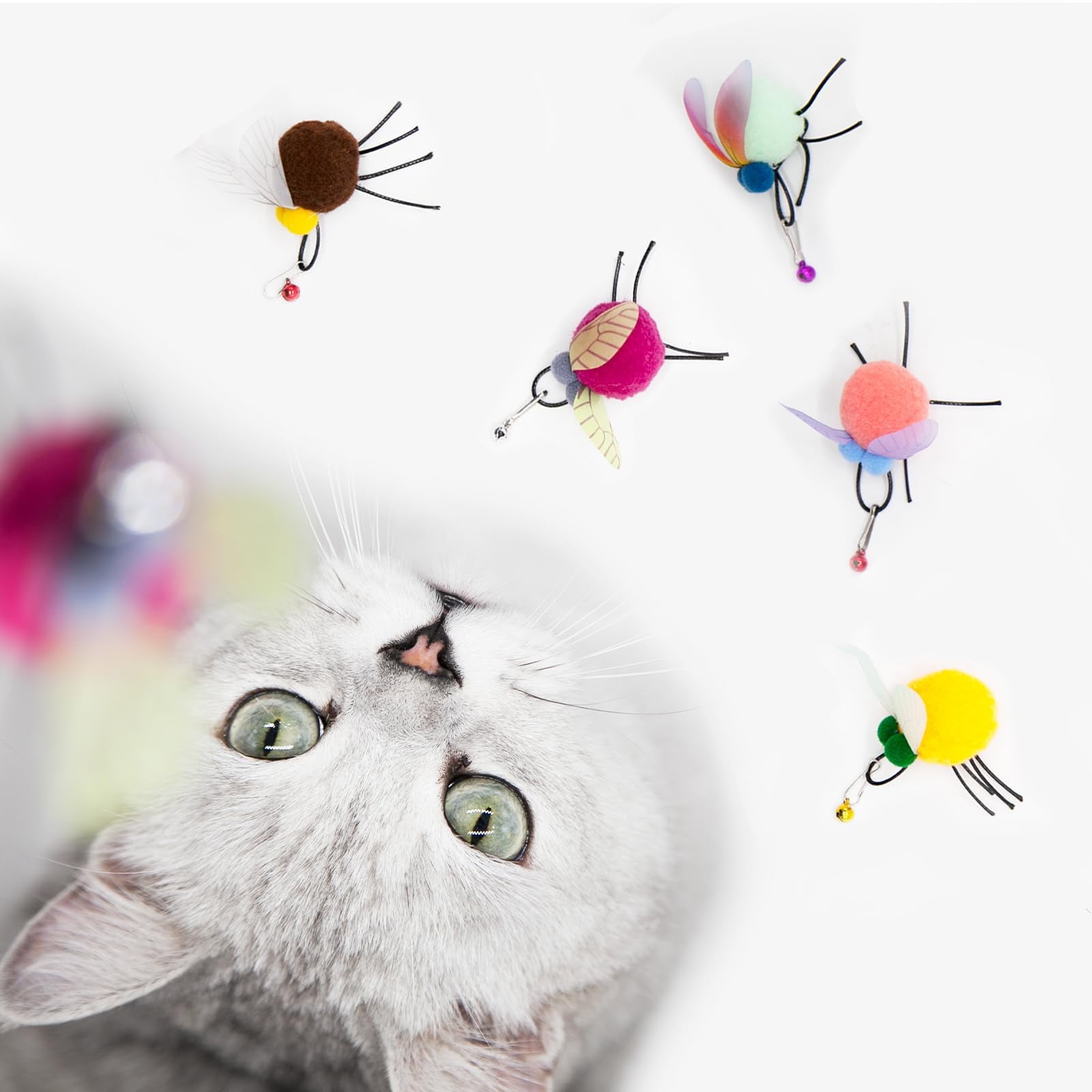 GATROPOD Interactive Cat Toys Insects Replacement For Cat Wand Toy,5 ...