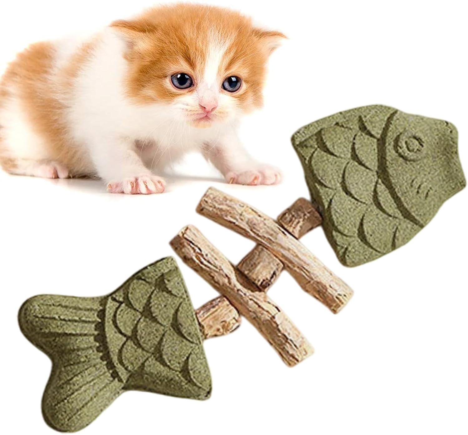 GATROPOD Natural Fishbone Cat Dental Toy,Natural Wooden Fishbone Chew ...