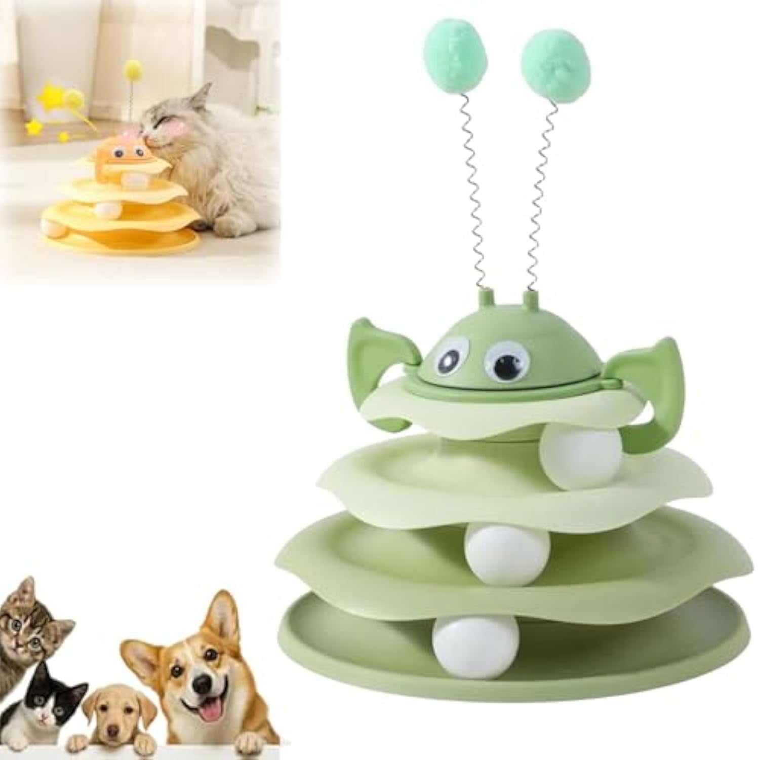 GATROPOD Nestoly Interactive 3-Layer Cat Toy Tower with Rotating Bee ...