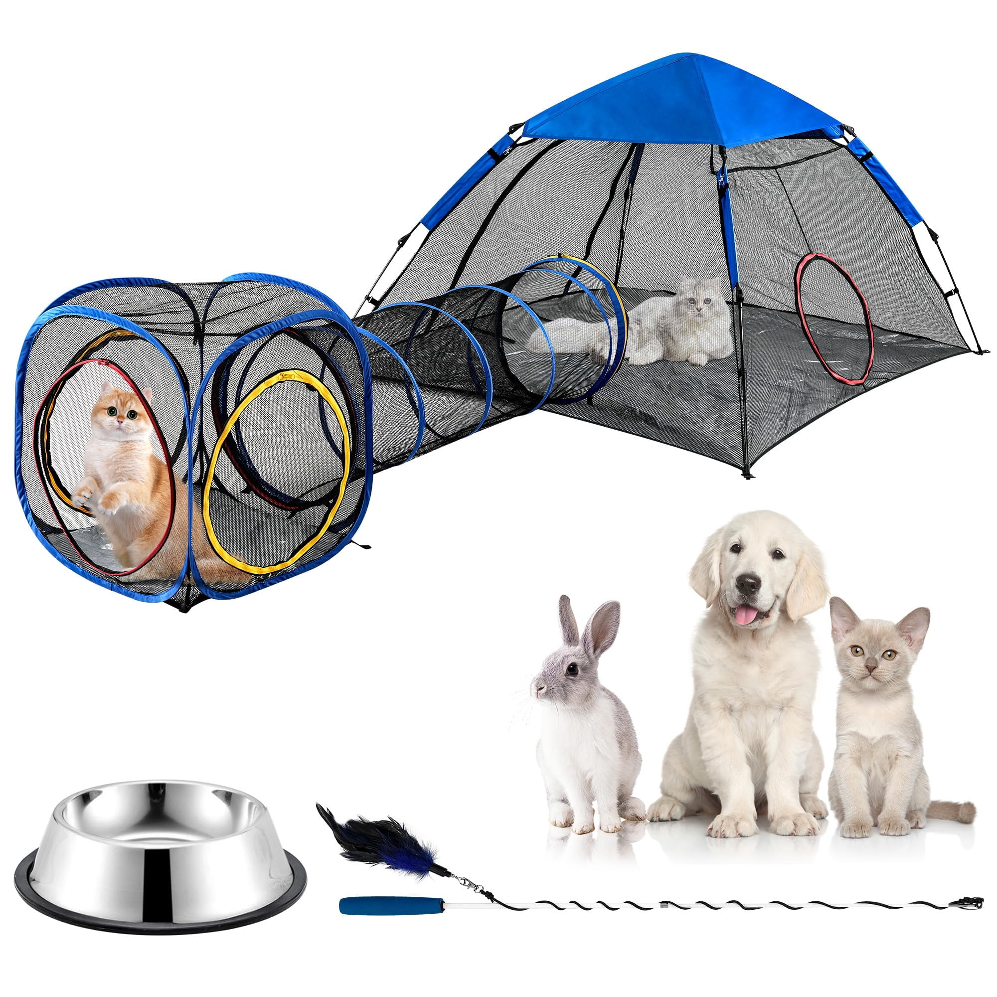 GATROPOD Outdoor Cat Enclosure - Cat Tent,Pop Up Cat Play Tunnel,Cube ...