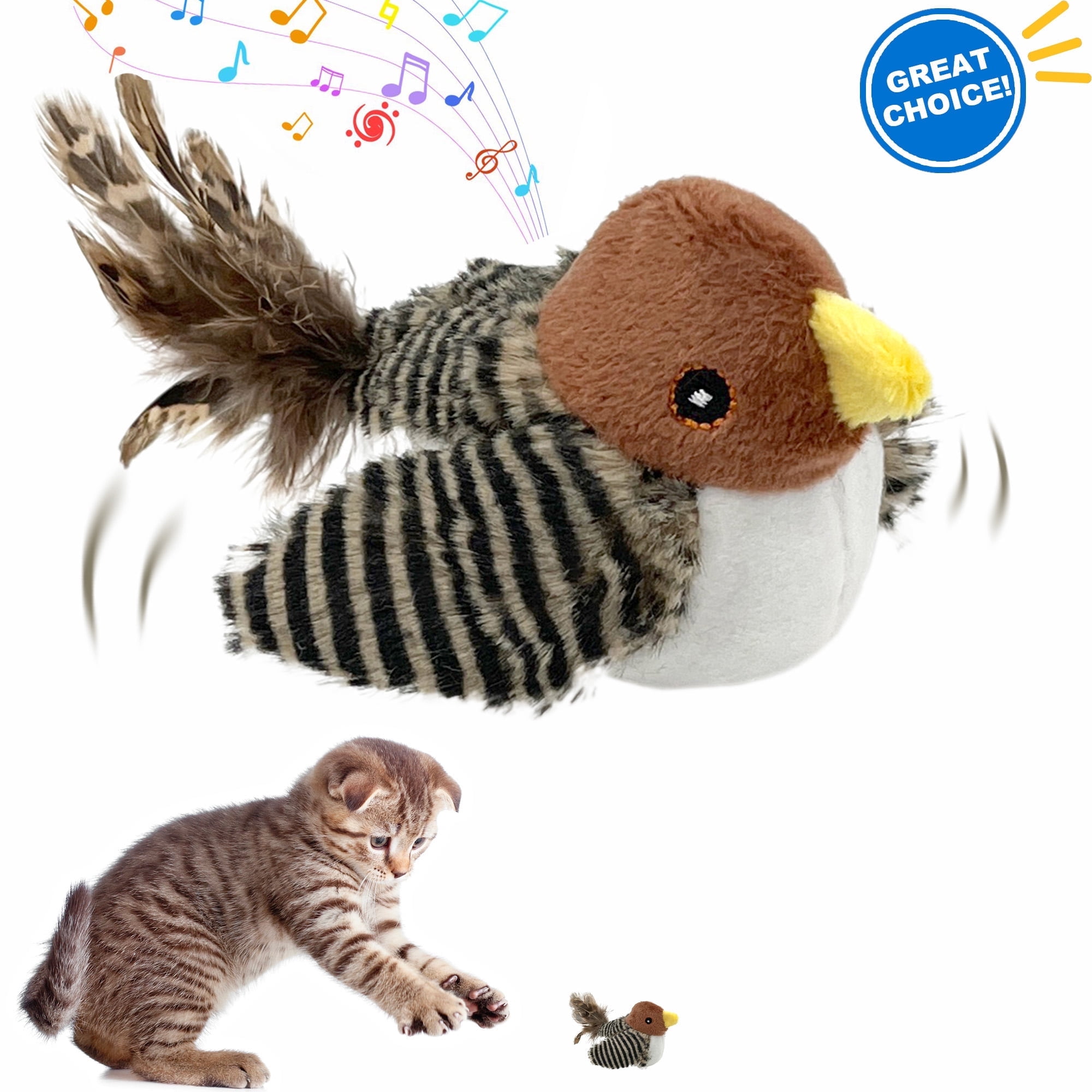 GATROPOD PC Cat Toys Chirping Birds with Catnip ilverVine,Interactive Cat Kicker,Lifelike Birdie ...