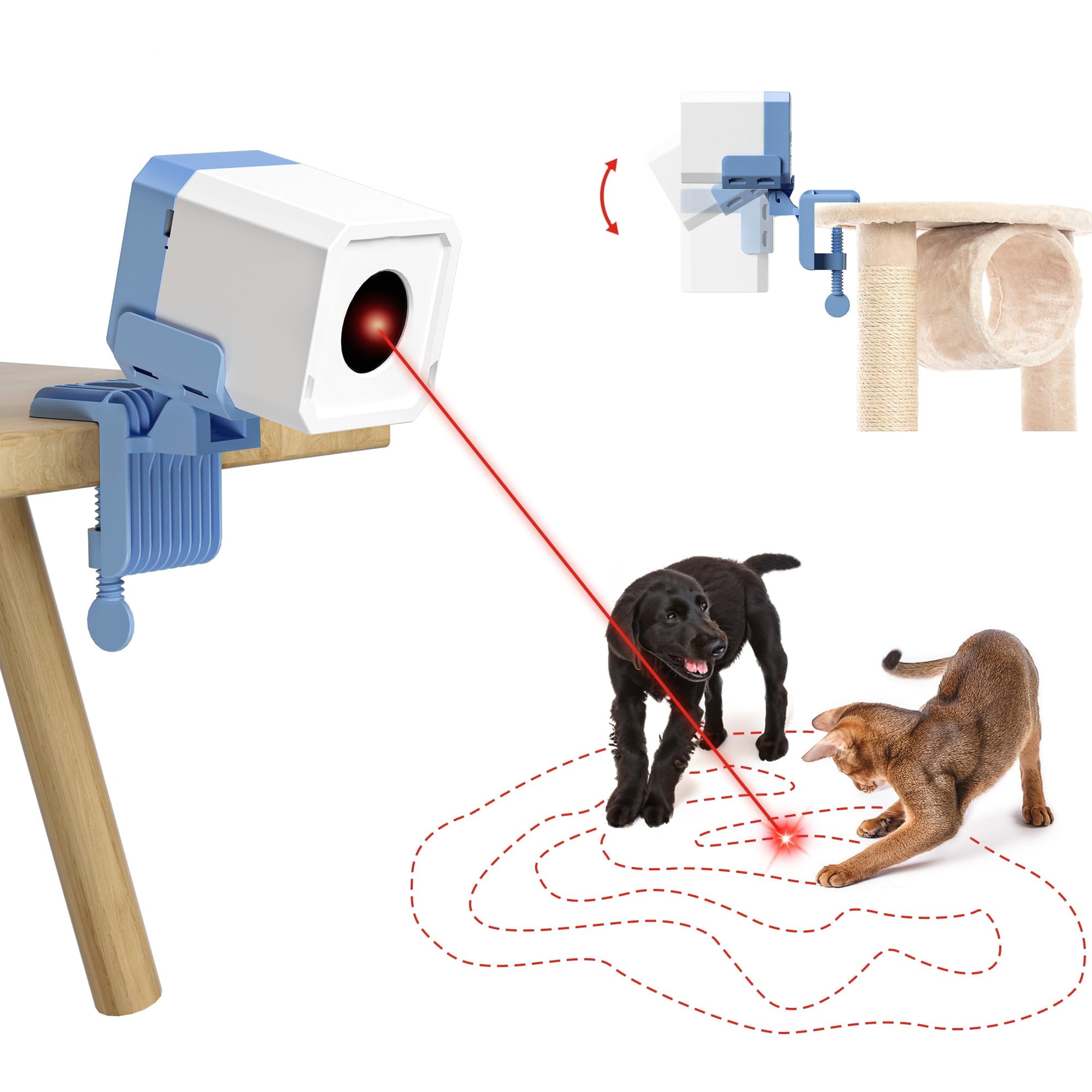 GATROPOD Truly Random Cat Laser Toys,No Knock-Over Clamp,Automatic ...