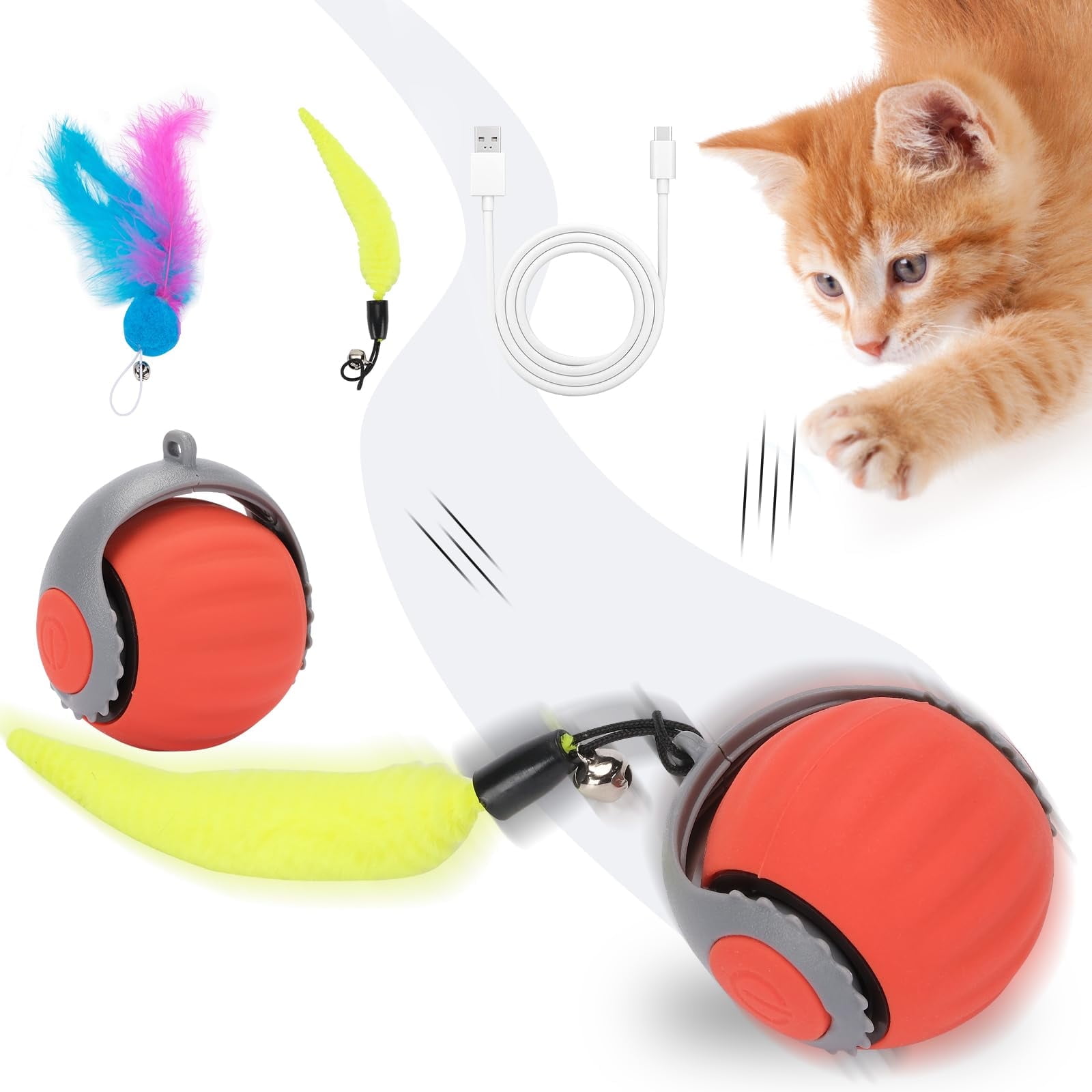 GATROPOD peedy 3. Tail peed Moving Tail 2. Interactive Cat Toy Ball For ...