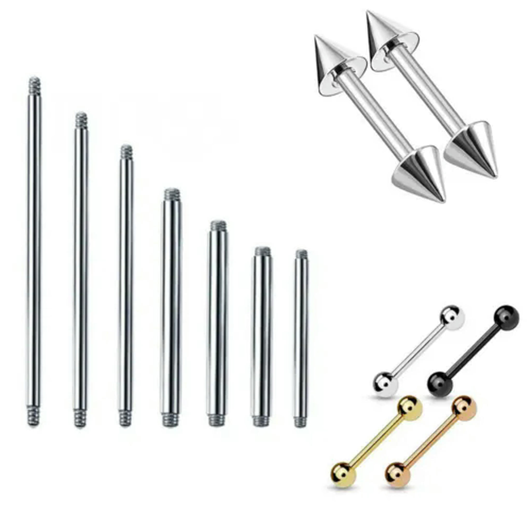 GAVONO 10-100PCS Replacement Spare Barbell Bar Lip Stud Belly Eyebrow Tongue Piercing-14g (1.6 ...